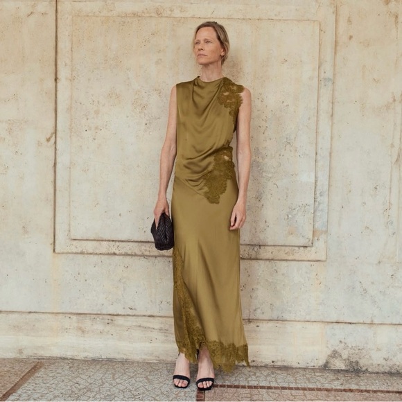 A.L.C. | Skirts | Alc Women Alc Olivia Satin And Lace Midi Skirt Pyrite ...